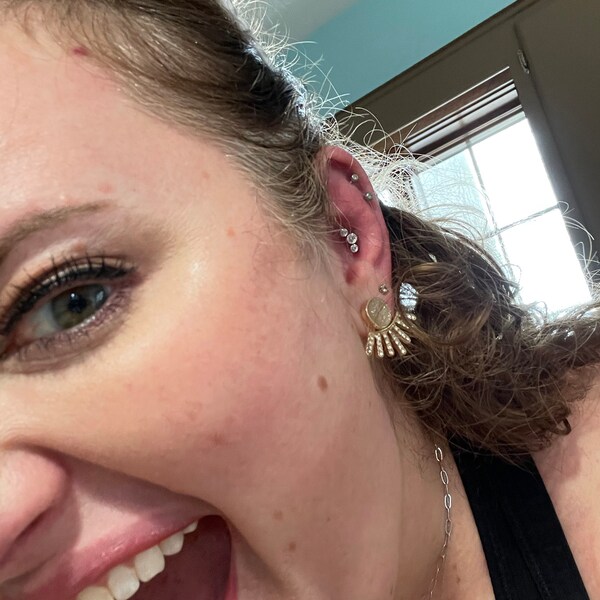 20g 18g 16g Curve CZ Push in Prong Setting Titanium Labret, Dainty ...