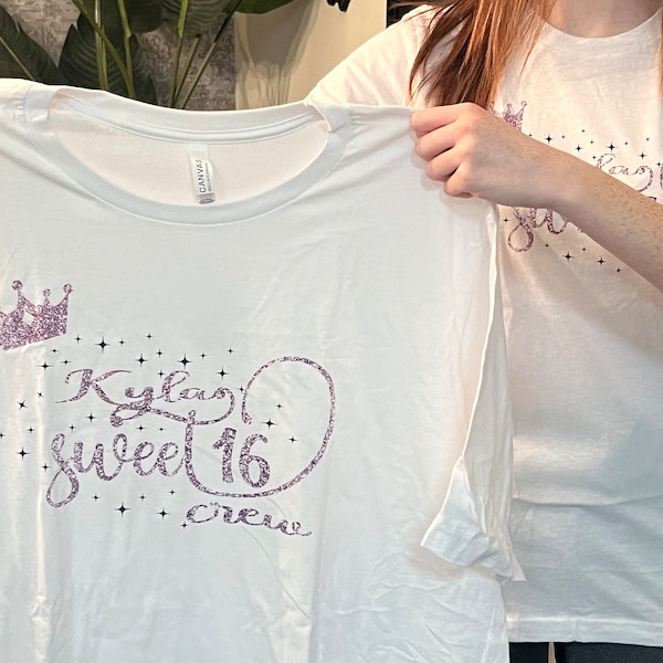 Personalized Sweet 16th Birthday Faux Glitter Shirt, Custom Name ...