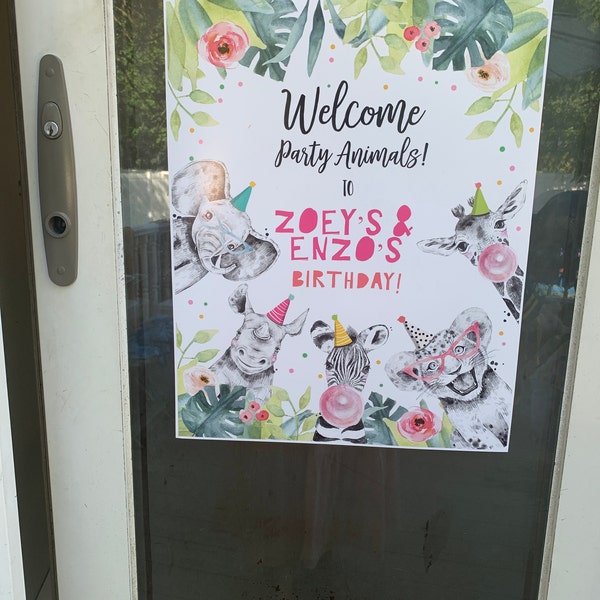 Editable Party Animals Welcome Sign Party Animal Sign Zoo Safari ...