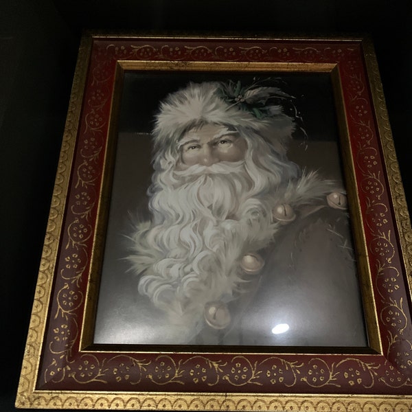 Woodland Santa Portrait in Gray by Susan Comish - Etsy