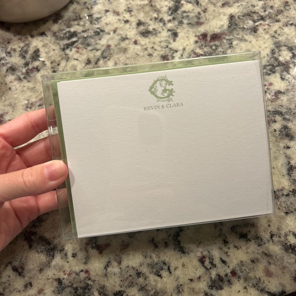 Personalized Notecard Set, Monogram Stationery for Couples, Monogrammed ...
