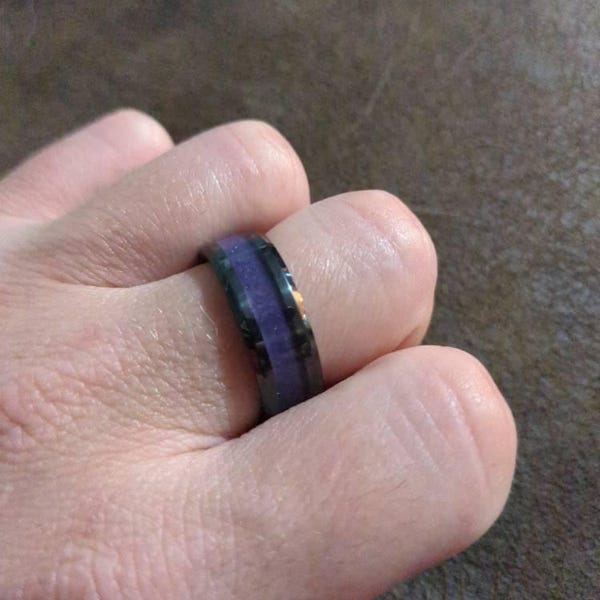 Tie Dye Ring, Tungsten Band, Rainbow Inlay, Dichrolam Men's Ring, Woman ...