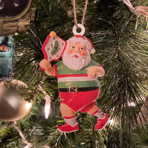 Pickleball Santa Claus Wood Ornament, Christmas Tree Decor Wood ...