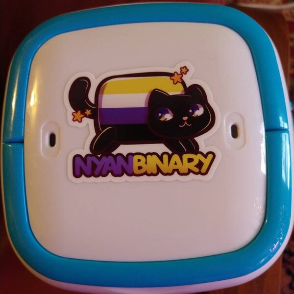 Nyanbinary Nyan Cat Nonbinary Pride Pun Decal 2" | Waterproof Die-cut Vinyl Sticker for Car ...