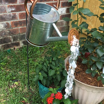 Crystal Pouring Watering Can Large Metal Pitcher Garden Art ...
