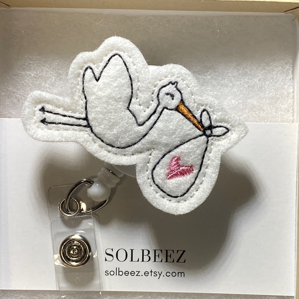 Stork Badge Reel / Nurse Badge Reel / OBGYN / Retractable ID Badge ...