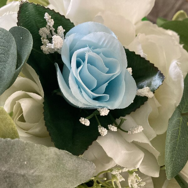 14 Gray Roses Buds, Long Stems, Bush Bouquet, Artificial Roses, Silk ...