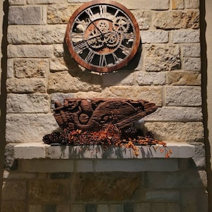 Wall Clock 24 Inches With Real Moving Gears Vintage Brown - Etsy