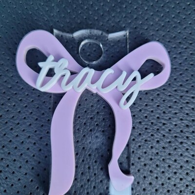 Personalized Bow Stanley Name Tag, Stanley Name Plate, Acrylic Lid ...