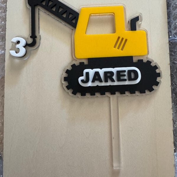 Excavator Cake Topper: Personalized Construction Birthday Party Decor ...