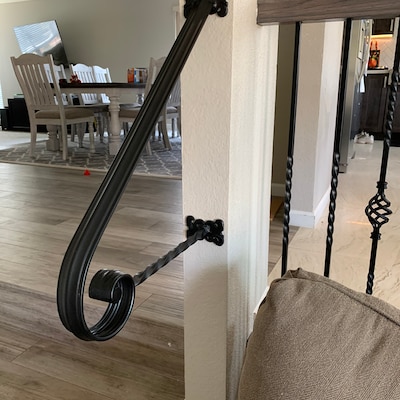 1 to 2 Step Wrought Iron Grab Rail Stair Railing Handrail Step Rail ...