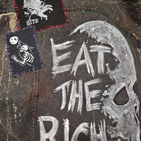 Skin of Your Teeth Small Sew on Fabric Lino Print Teeth Patch - Etsy