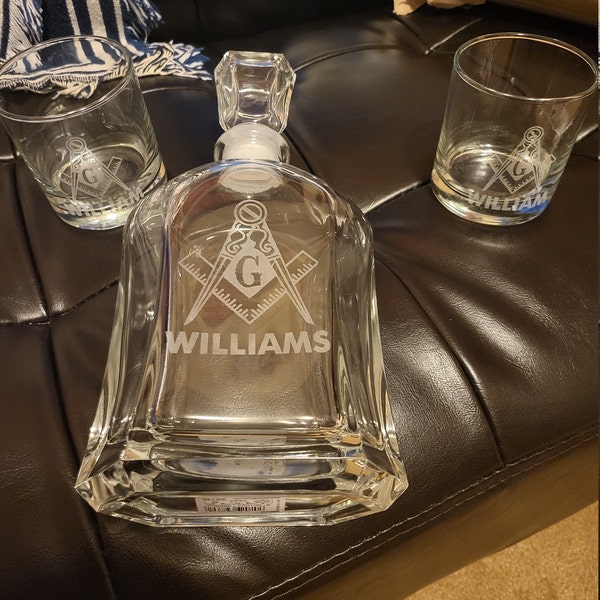 Free Mason Whiskey Decanter Gift Set, Mason Scotch Decanter Set ...