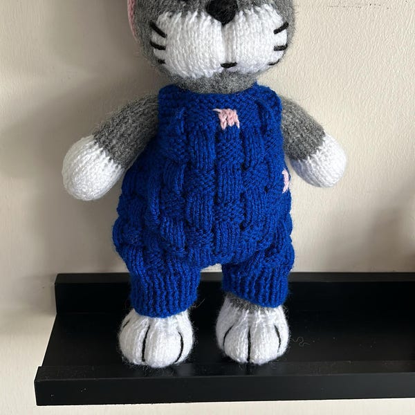 Cat Knitting Pattern, DIY Stuffed Animal,cat in Overall, Gift for Kids ...