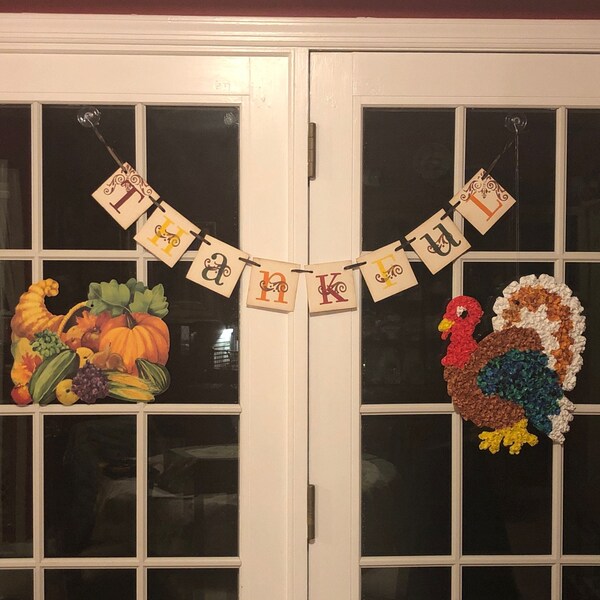 Thanksgiving Decoration THANKFUL Fall Banner Hostess Gift - Etsy