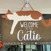 Hand Painted Welcome to the Catio Sign, Wood Cat Shaped Sign, Hanging ...