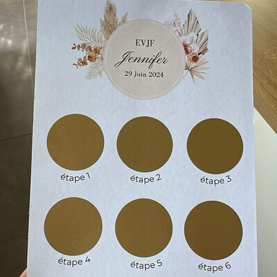 Carte à gratter pour EVJF, programme EVJF, carte personnalisable ...