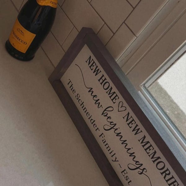 New Home Sign Personalized, New Home New Memories New Beginnings Sign, New Home Gift, Family ...