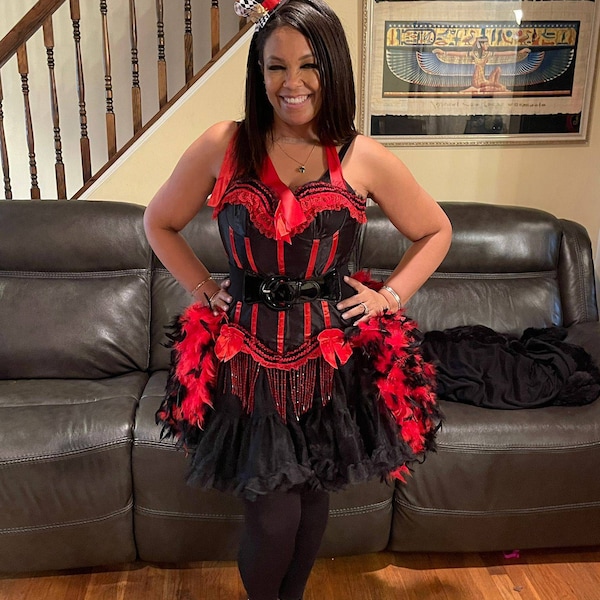 Pick Size-red & Black Victorian Lace Burlesque Saloon Cabaret Pin up ...