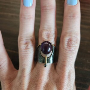 Statement Gemstone Ring for Women Artisan Ring Gothic Ring Oxidized ...