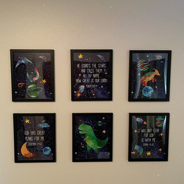 Printable Bible Verse Wall Art Set, Digital Download, Space Themed ...