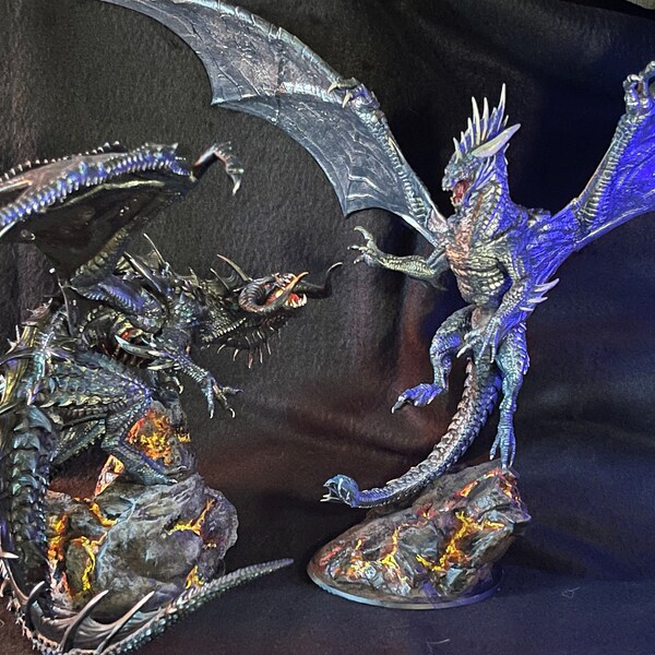 Black Dragon and Silver Dragon Miniatures by Rescale Miniatures - Etsy