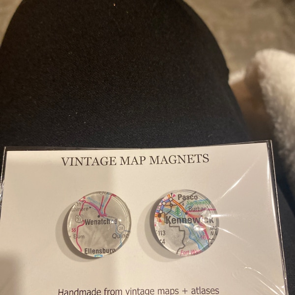 Custom Vintage Map Magnet. You Choose the Location. Heart Shaped Glass ...