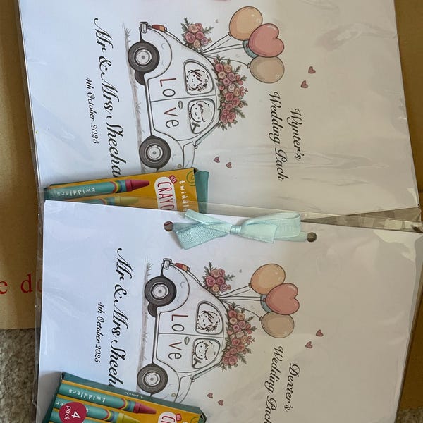 Wedding Children Activity Pack, A6, Personalised, Customised, Bride ...