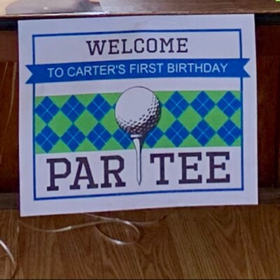 Blue and Green Golf Party Welcome Sign Editable Golf Partee Printable ...