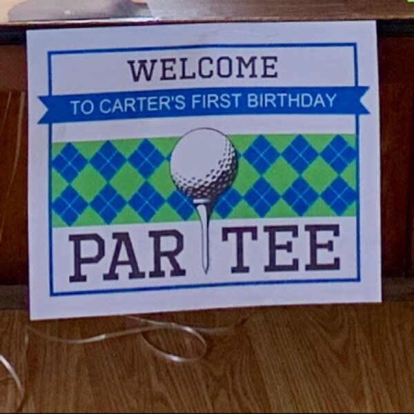 Blue and Green Golf Party Welcome Sign | Editable Golf Partee Printable ...