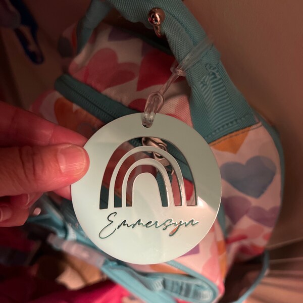 Personalized Rainbow Back Pack Tag, Acrylic Backpack Name Tag,daycare ...
