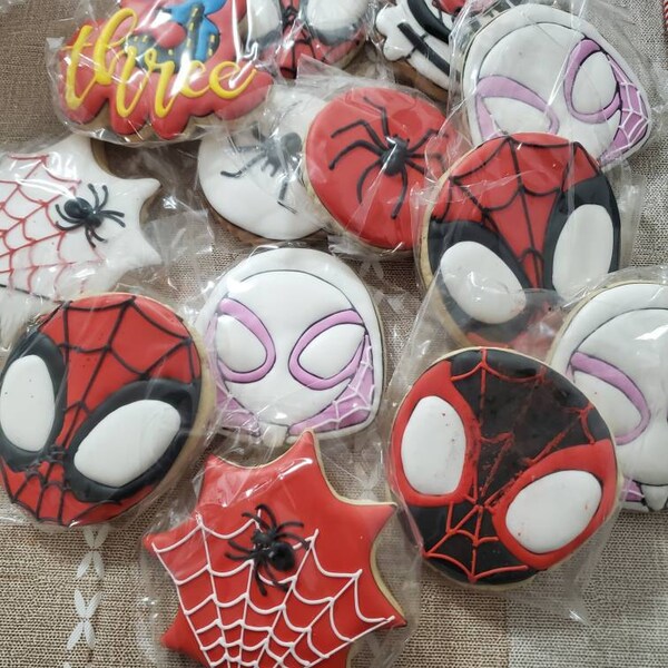 Spidey and Friends Sugar Cookies - Set of 12 Heroic Delights - Etsy