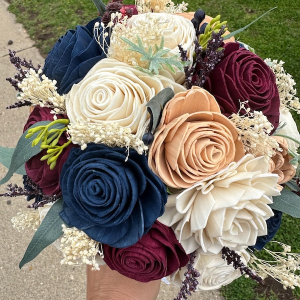 Wedding Bouquet, Bridal Bouquet, Sola Flower, Wedding Flower, Wooden ...