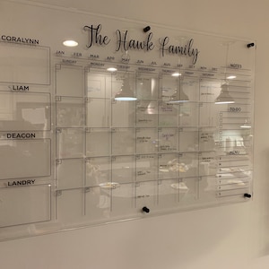Acrylic Family Planner Personalized Monthly Calendar Dry Erase Board ...