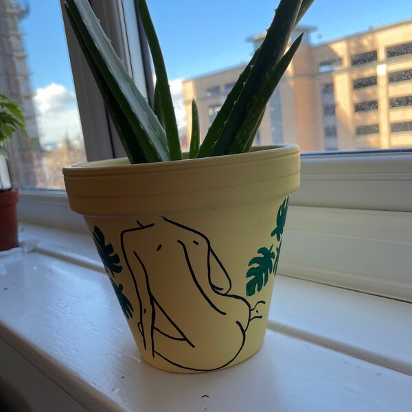 PLANT POT - Terracotta Pot With Abstract Face - Etsy