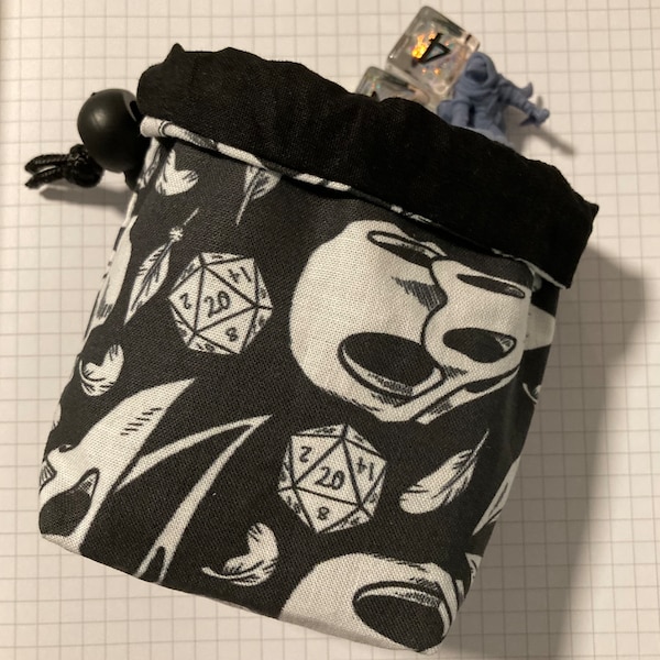 Raven Skull Dnd Dice Bag, Bag of Holding, Small Dice Bag, Dnd Dice Pouch, Drawstring Dice Bag ...