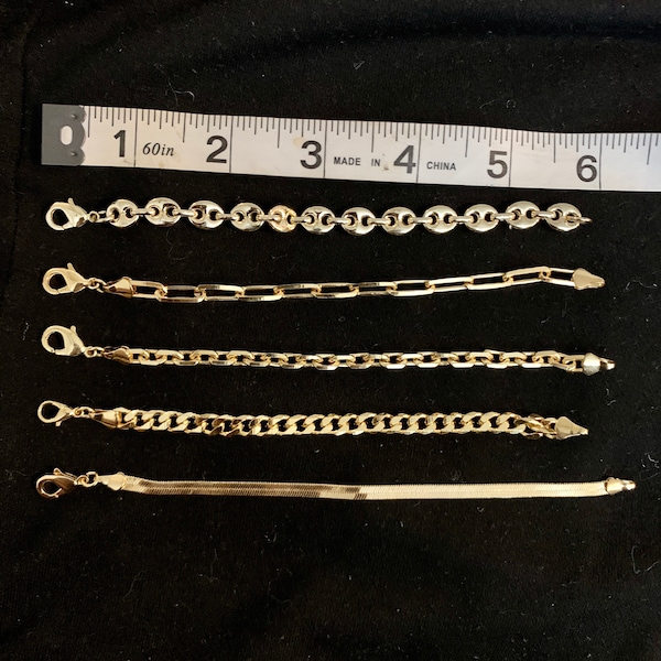 Gold Link Chain Bracelets, Stack Bracelets, 18k Gold Filled Bracelets ...