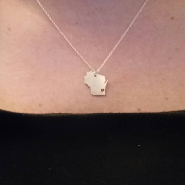 Wisconsin Necklace - Wisconsin Jewelry - Wisconsin Gift - Sterling ...