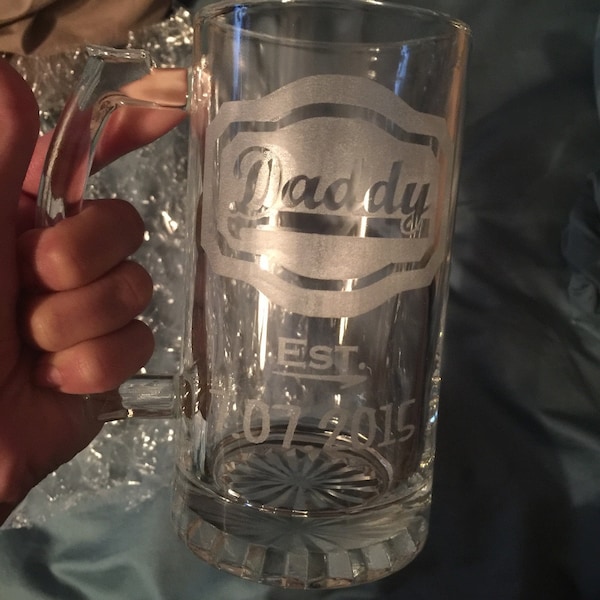 Etched Father's Day Gift Glass - Dad Glass Deep Etched - Gift for Dad ...