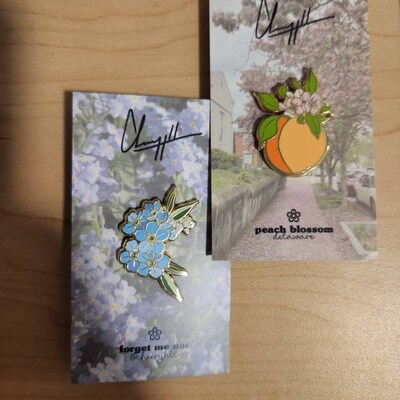 Forget Me Not Pin, Botanical Enamel Pin, Blue Flower Artwork, Original ...