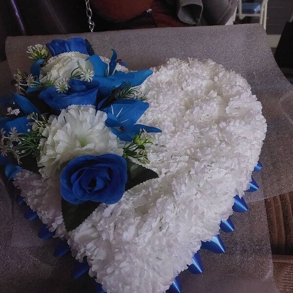 BABY BLUE and or WHITE Heart Funeral Memorial Tribute Artificial ...