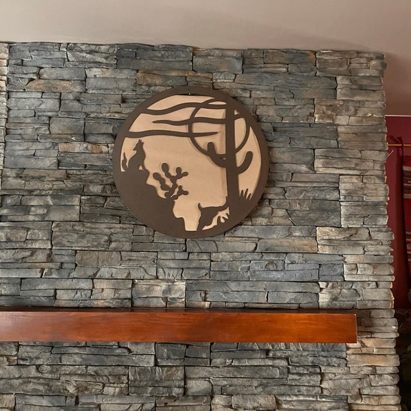 Southwestern Desert Scene Wall Hanging | Metal Desert Scene Sign ...