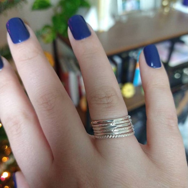 Stacking Rings. Set of SIX. SILVER & GOLD Stackable Rings. Mixed Metal ...
