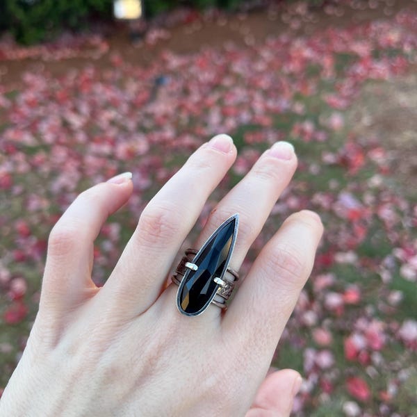 Witchy Ring for Women Gothic Rings Black Rings Wide Band Ring ...