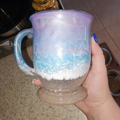 BLUE WAVES Beach Inspired Coffee Mug, Hand Poured Resin Art, Beach Mug ...
