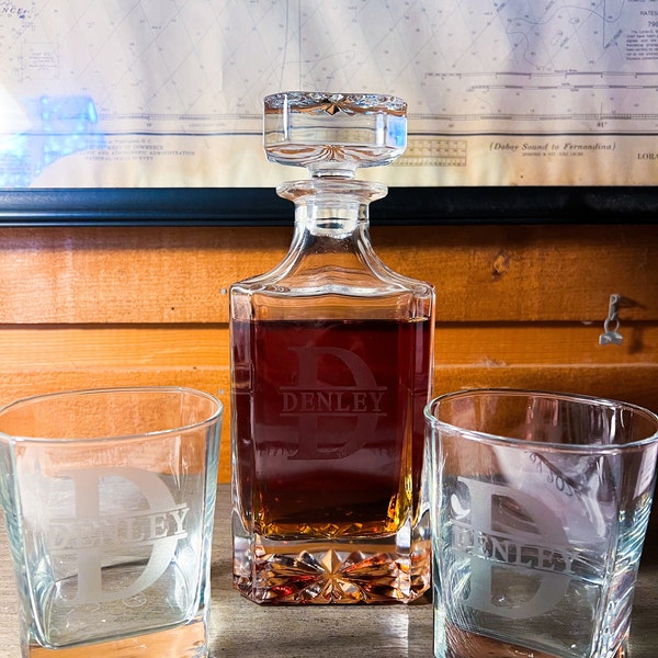 Engraved Bourbon Decanter Set With Bourbon Glasses Bourbon Decanter ...