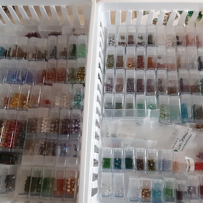 Flip Top Bead Boxes Small Bead Storage, Seed Bead Organizer, Clear ...