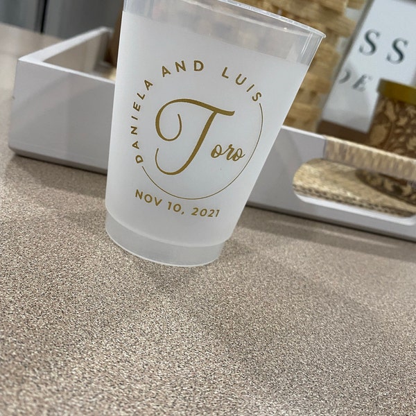 Modern Wedding Shatterproof Cups, Monogram Cups, Oh Happy Day Cups ...