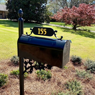 Mailbox Address Number Plate 2 With Brass Numbers - Etsy