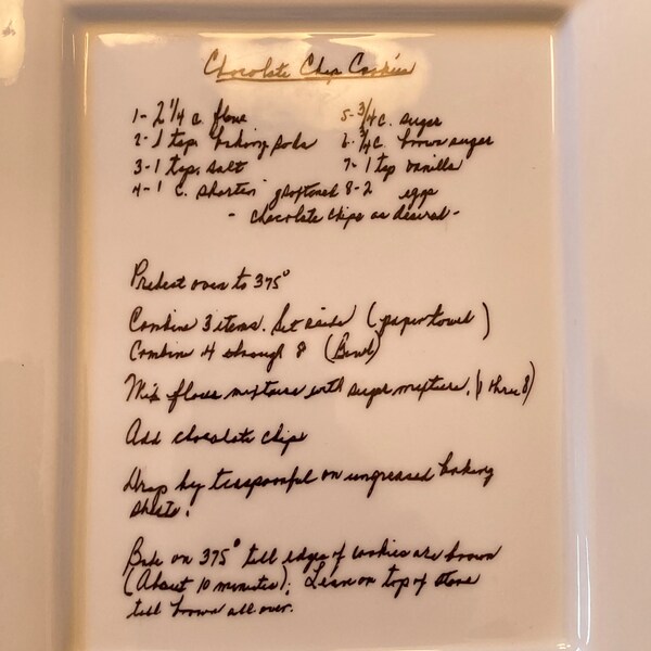 Personalized Recipe Plate // Handwritten Recipe // Comes With Stand ...